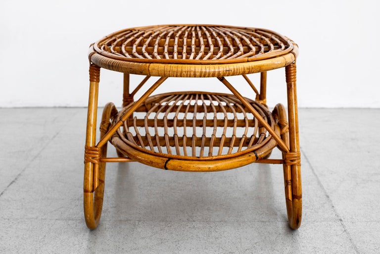 Oval Italian Rattan Coffee Table at 1stDibs