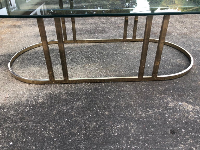 Oval Brass and Glass Coffee Table at 1stDibs