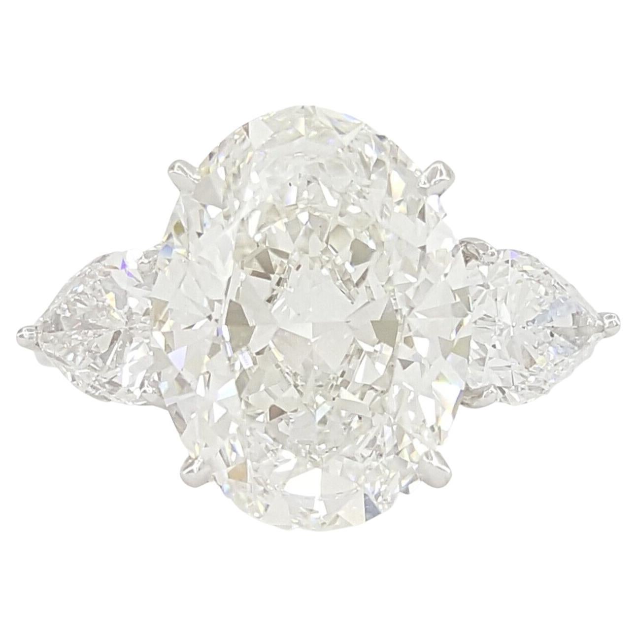 Oval Brilliant and Pear Shaped Diamond Three 3-Stone Engagement Ring in ...