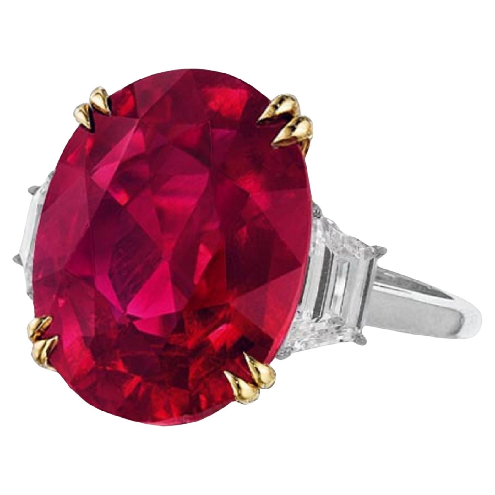 Oval Burmese Ruby 3.56 Carat Diamond Solitaire ring For Sale at 1stDibs ...