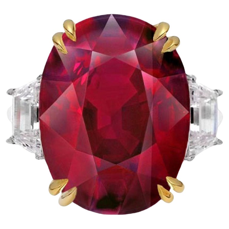 Oval Burmese Ruby 3.56 Carat Diamond Solitaire ring For Sale at 1stDibs