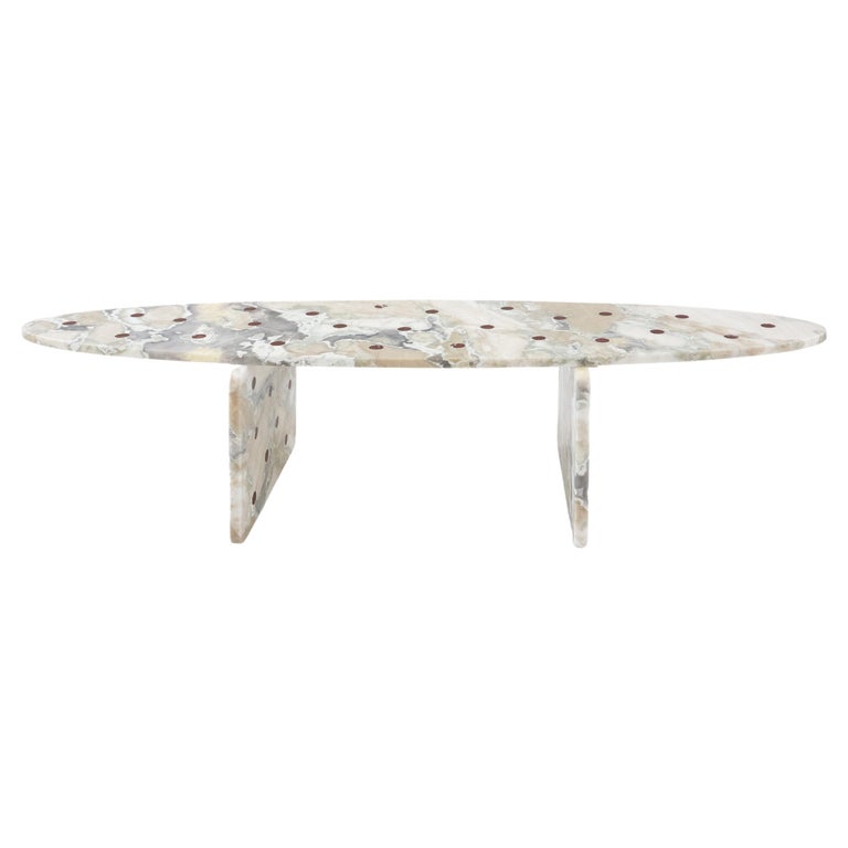 Oval Coffeetable from Oyster Marble, Stipple Coffee Table by Interjeet ...