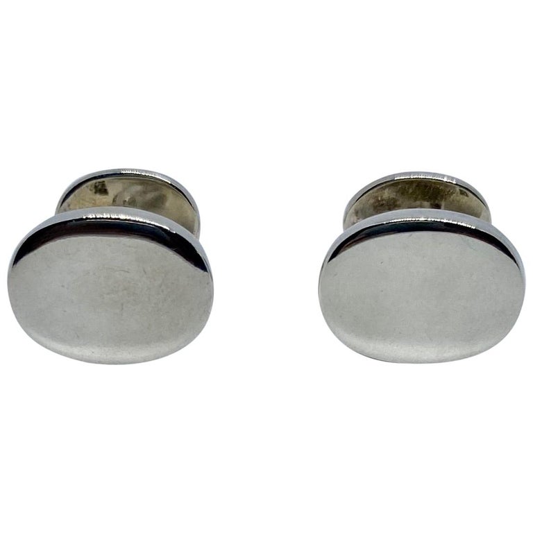 Oval Cufflinks in Sterling Silver For Sale at 1stDibs