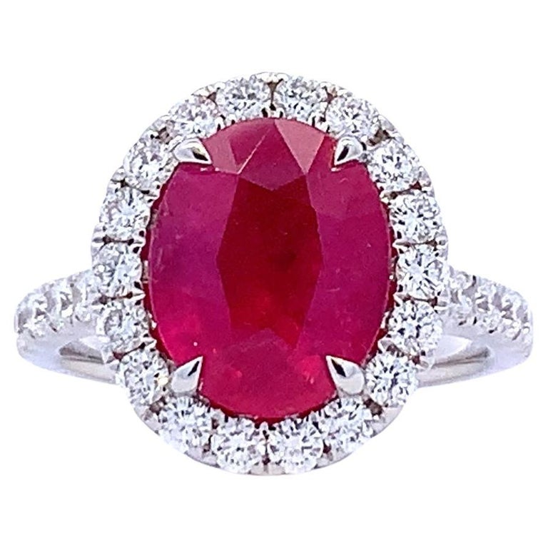 Oval Cushion Ruby Ring, 'Ref #17318' For Sale at 1stDibs