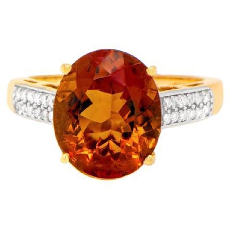 Scapolite Ring 4.15 Carat With Diamonds 14K Yellow Gold For Sale at 1stDibs