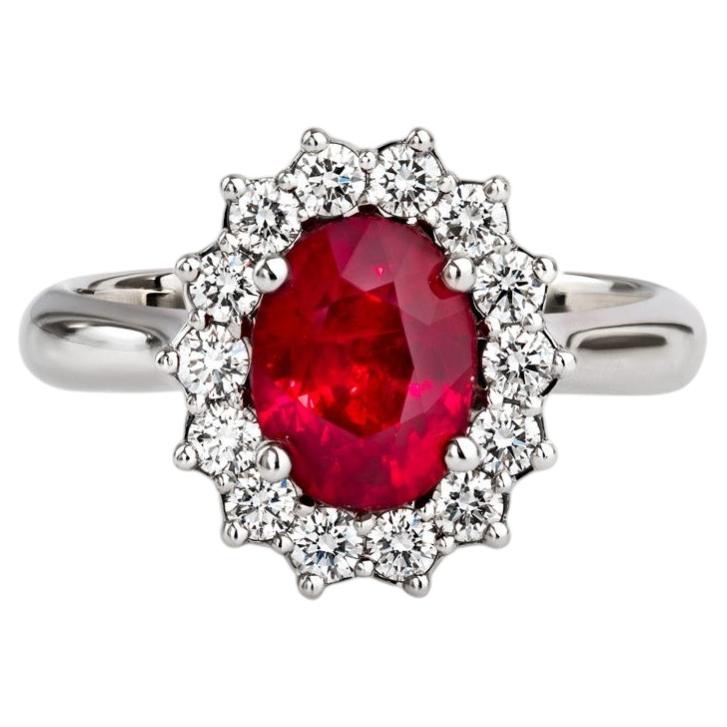 GRS Certified 4.21 Carat Burmese Oval Unheated Ruby 18K Gold Cocktail ...