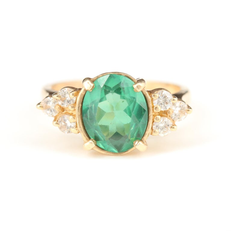 Customizable Oval Cut Emerald Engagement Ring, Antique Emerald Wedding ...