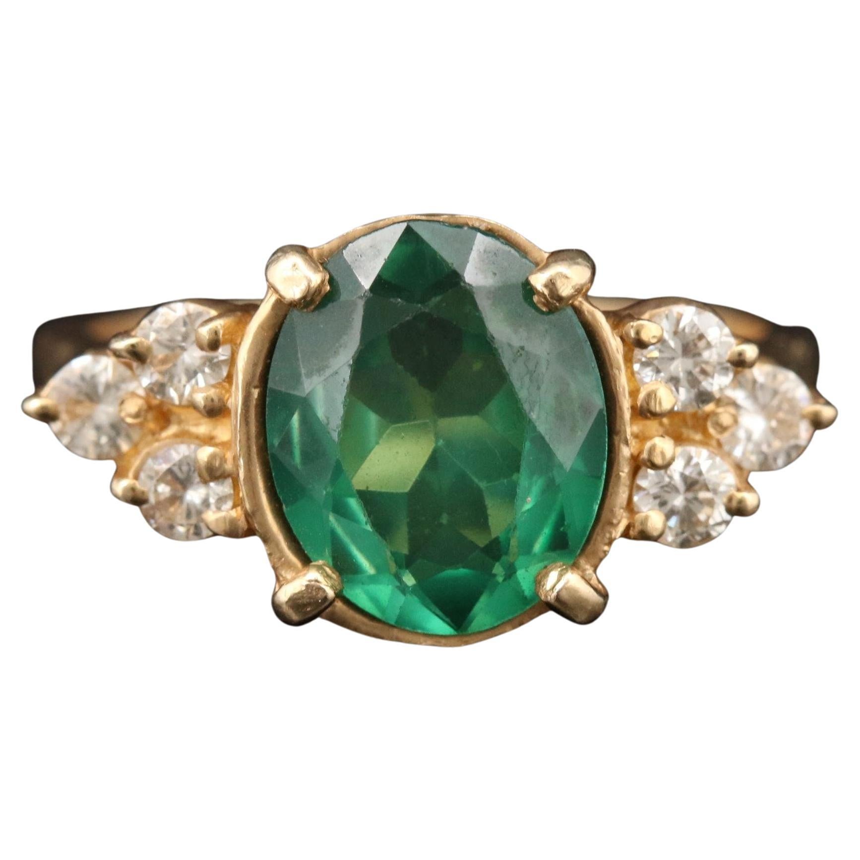 Customizable Oval Cut Emerald Engagement Ring, Antique Emerald Wedding ...