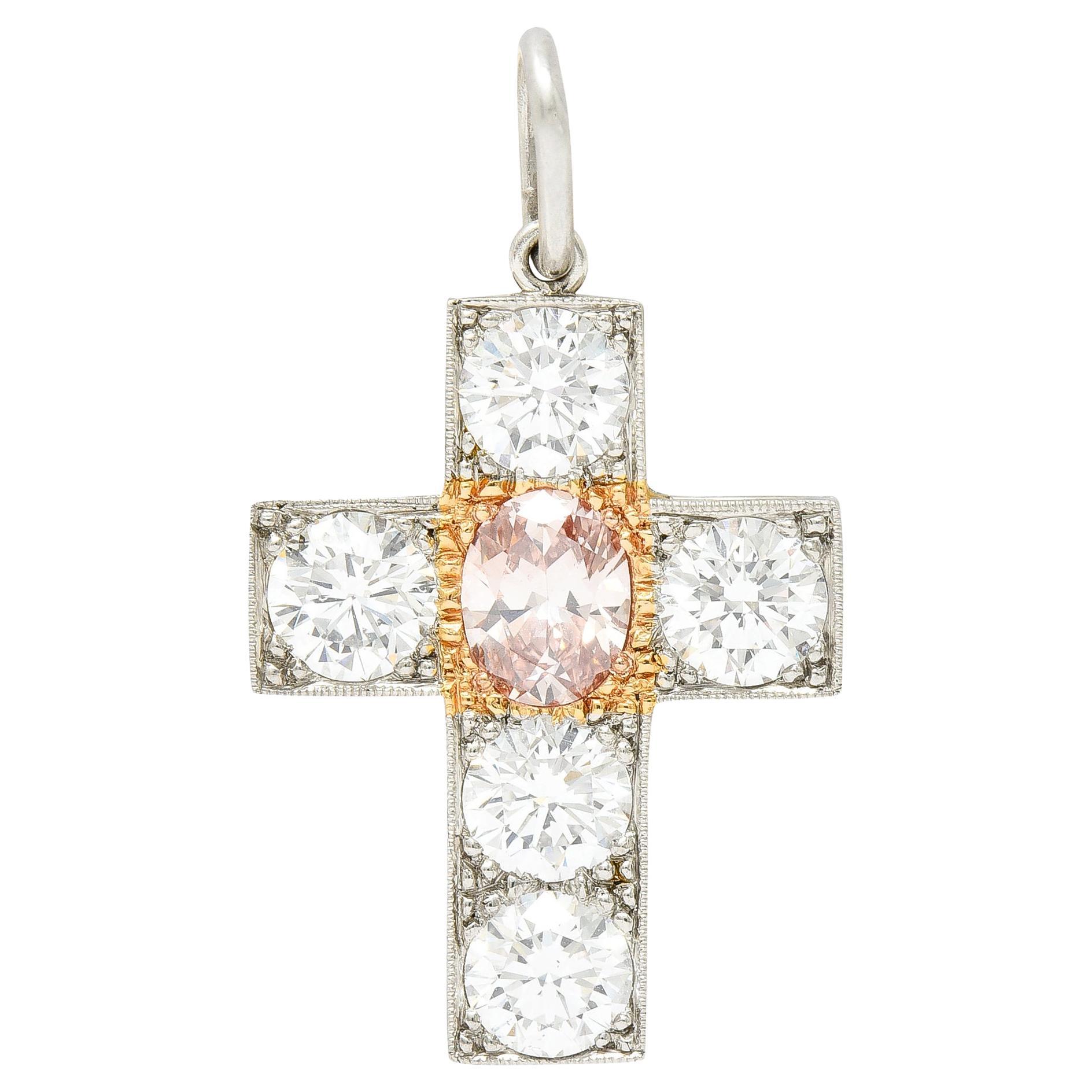 Fabulous 18 Karat Gold and Platinum Diamond Cross at 1stDibs