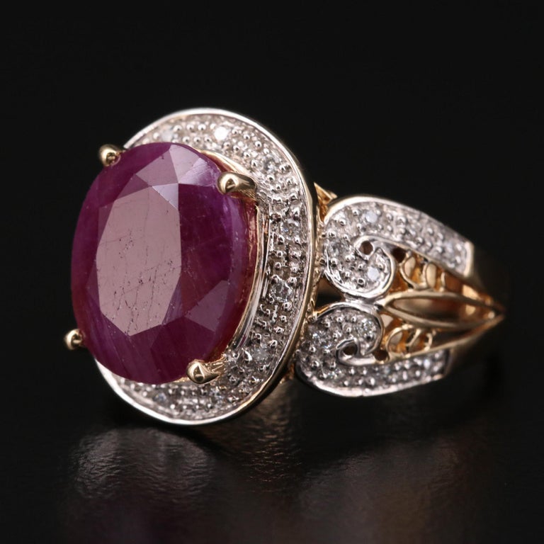 Customizable Oval Cut Halo Ruby Engagement Ring, Ruby Wedding Ring, 18K ...