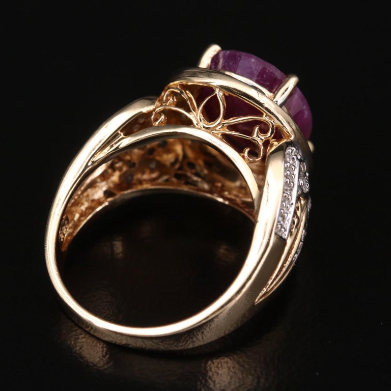 Customizable Oval Cut Halo Ruby Engagement Ring, Ruby Wedding Ring, 18K Gold For Sale at 1stDibs