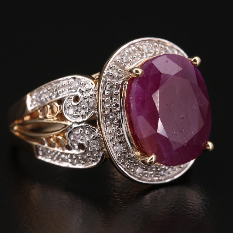 Customizable Oval Cut Halo Ruby Engagement Ring, Ruby Wedding Ring, 18K ...