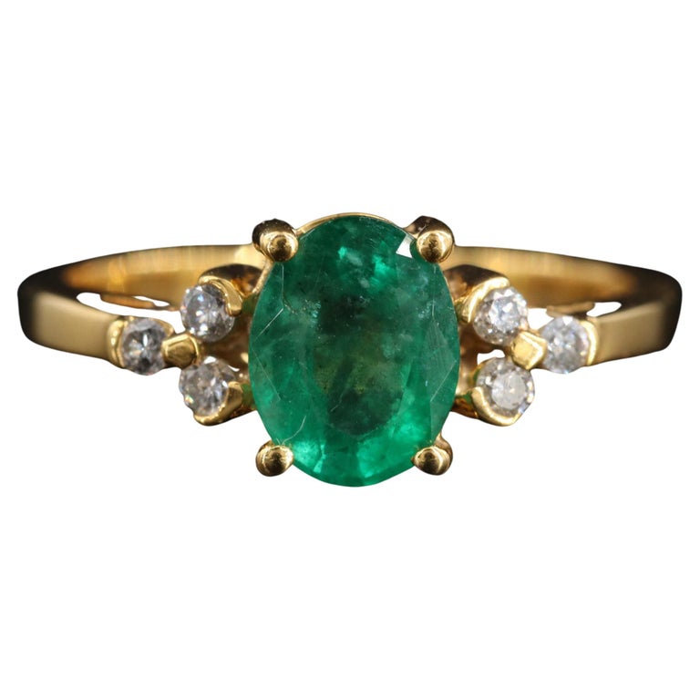 Customizable Oval Cut Natural Emerald Diamond Engagement Ring