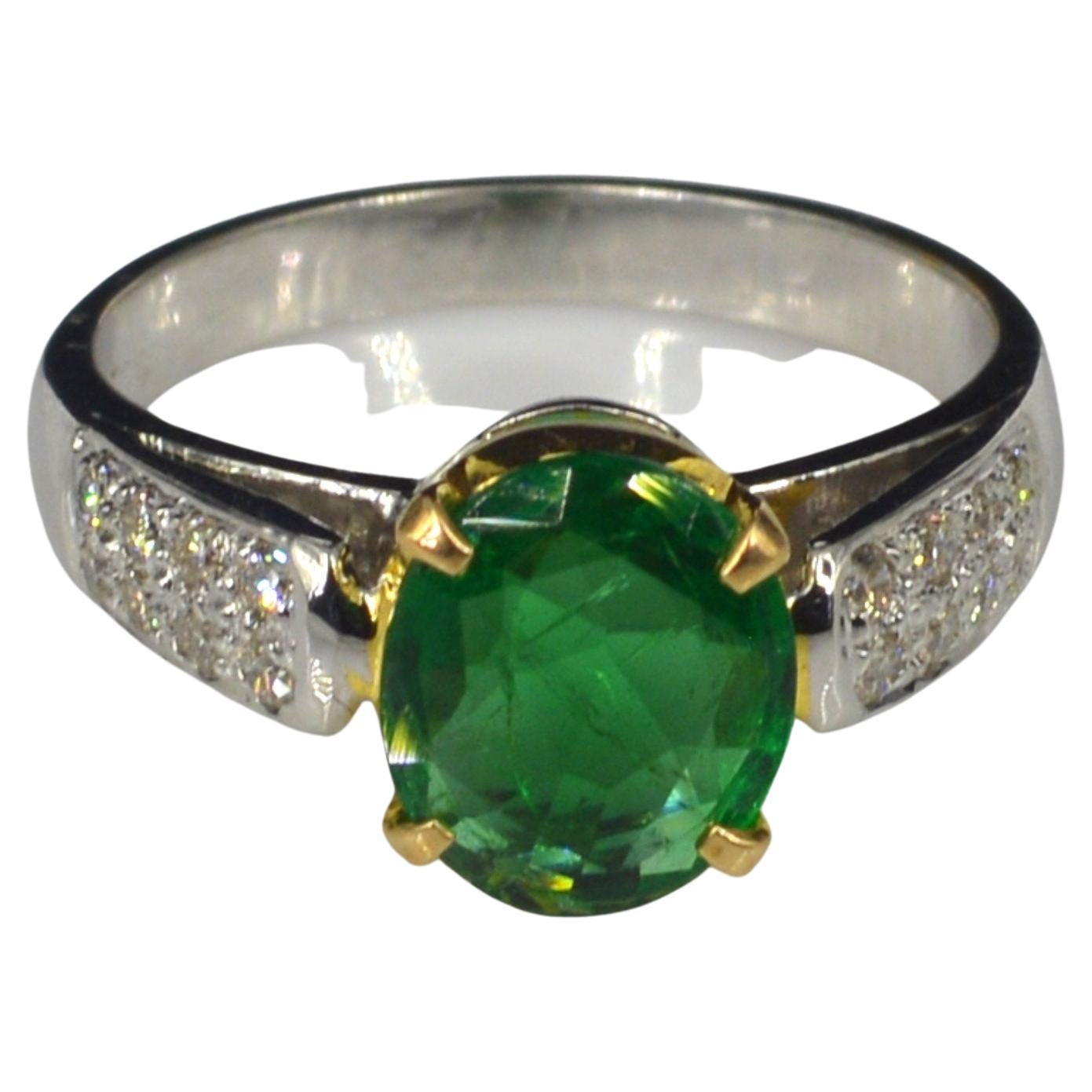 Customizable Big Emerald Statement Ring, Natural Emerald Engagement Ring, Halo For Sale at 1stDibs