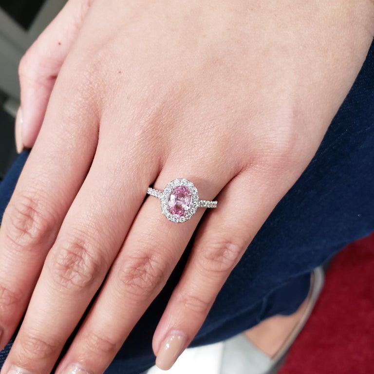Roman Malakov 1.57 Carat Oval Cut Pink Sapphire and Diamond Halo ...