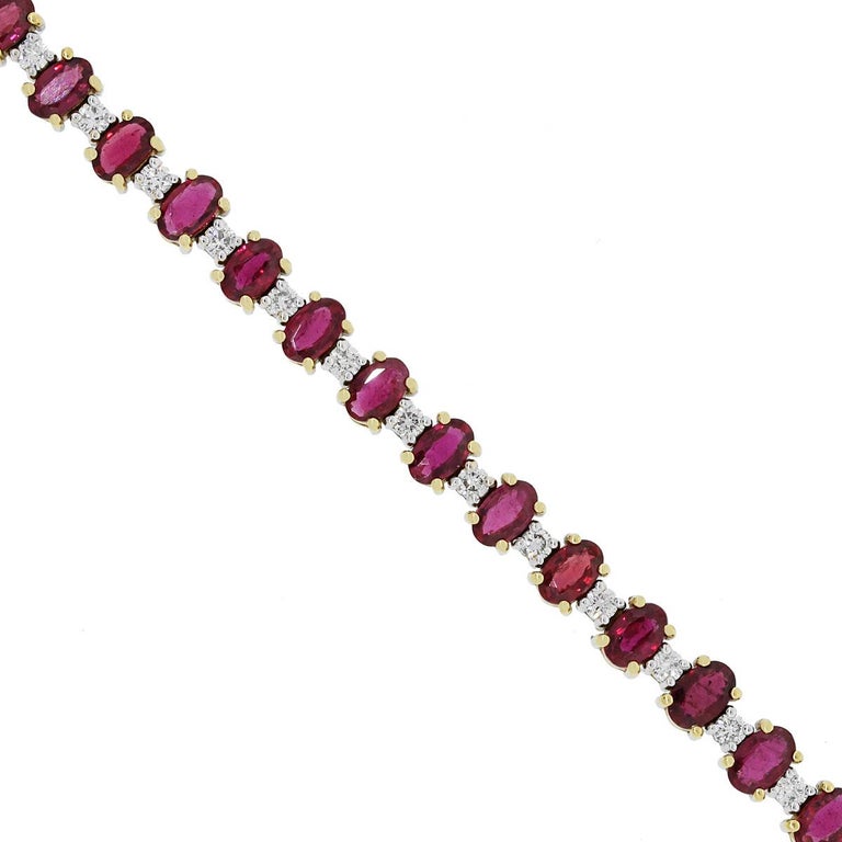 Oval Cut Ruby and Round Diamond Bracelet For Sale at 1stDibs