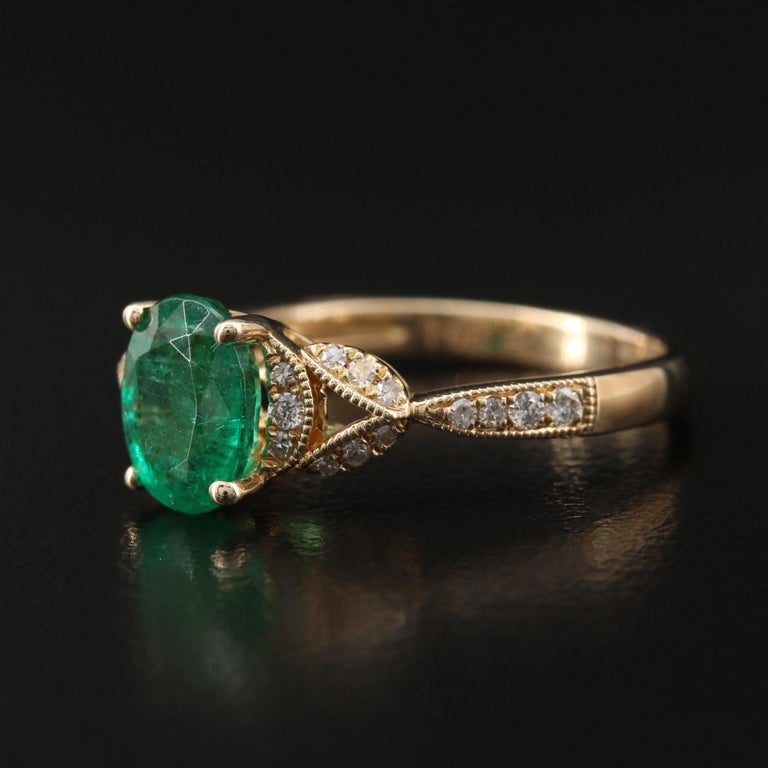 Customizable Oval Cut Unique Emerald Engagement Ring, - Antique Half ...