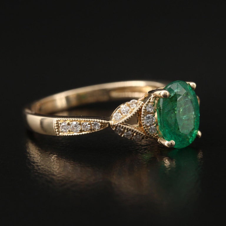 Customizable Oval Cut Unique Emerald Engagement Ring, - Antique Half ...