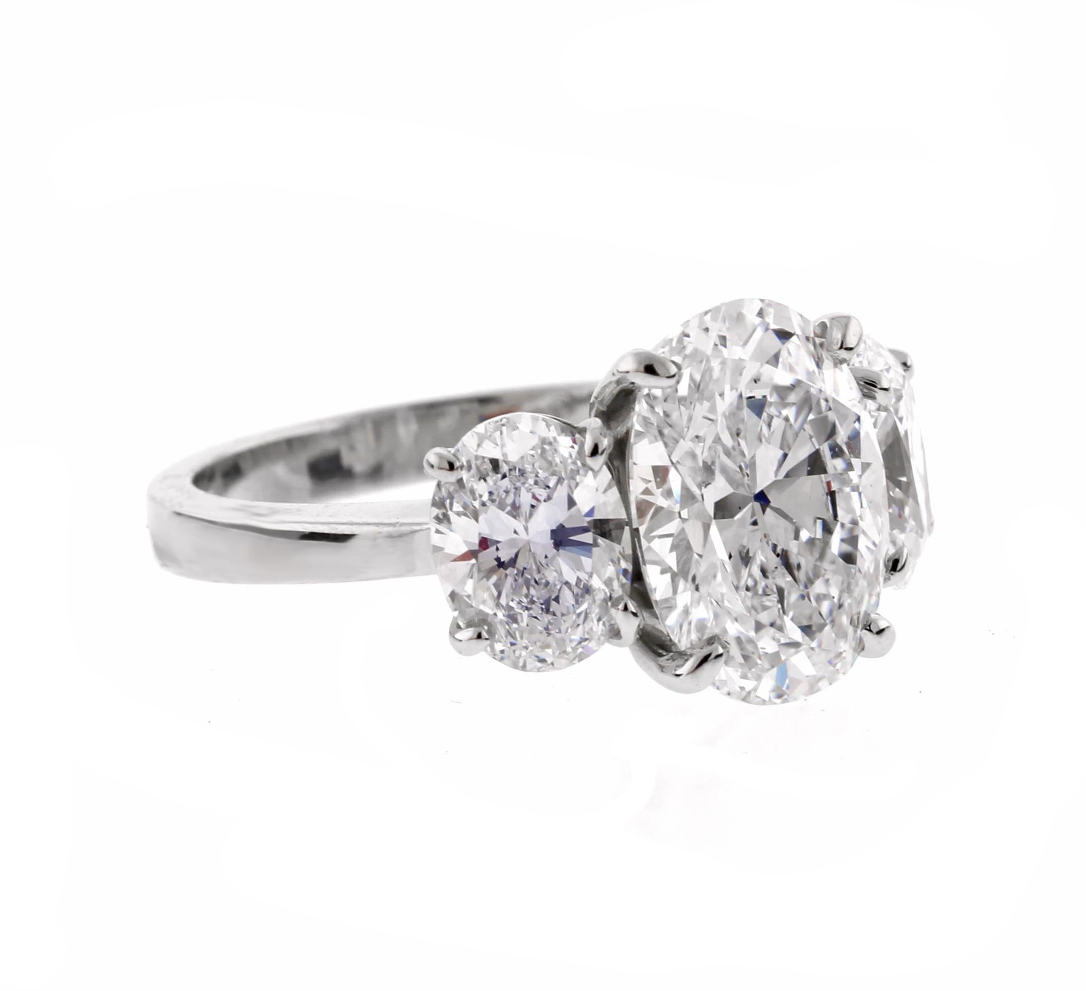 Oval Diamond 3 Stone Ring by Pampillonia at 1stDibs
