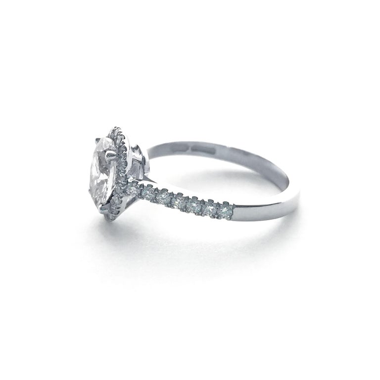 Oval Diamond Micro Pavé Halo Platinum Ring, 1.00 Carat D VS2 For Sale ...