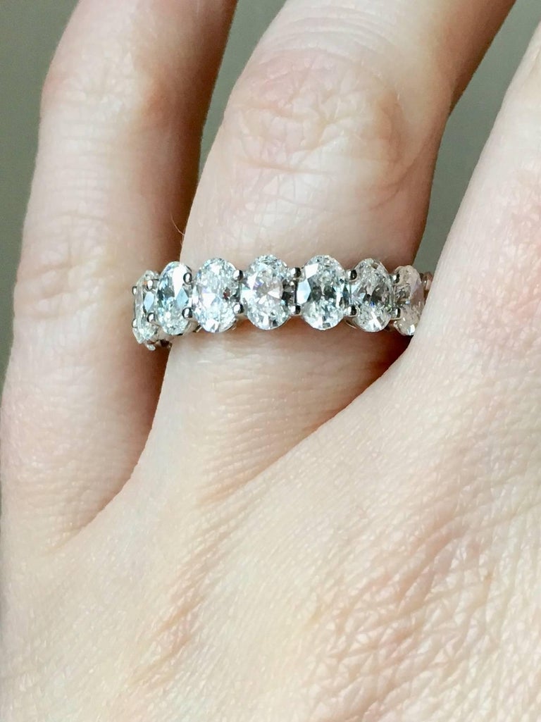 Oval Diamond Platinum Eternity Band Ring For Sale at 1stDibs | oval ...