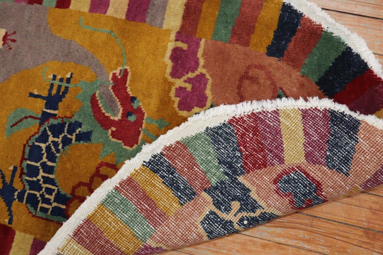 Oval Dragon Art Deco Chinese Rug For Sale at 1stDibs