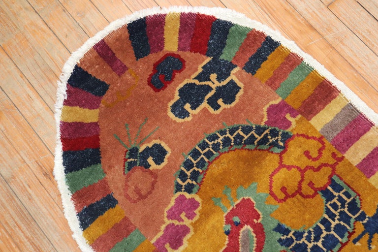 Oval Dragon Art Deco Chinese Rug For Sale at 1stDibs