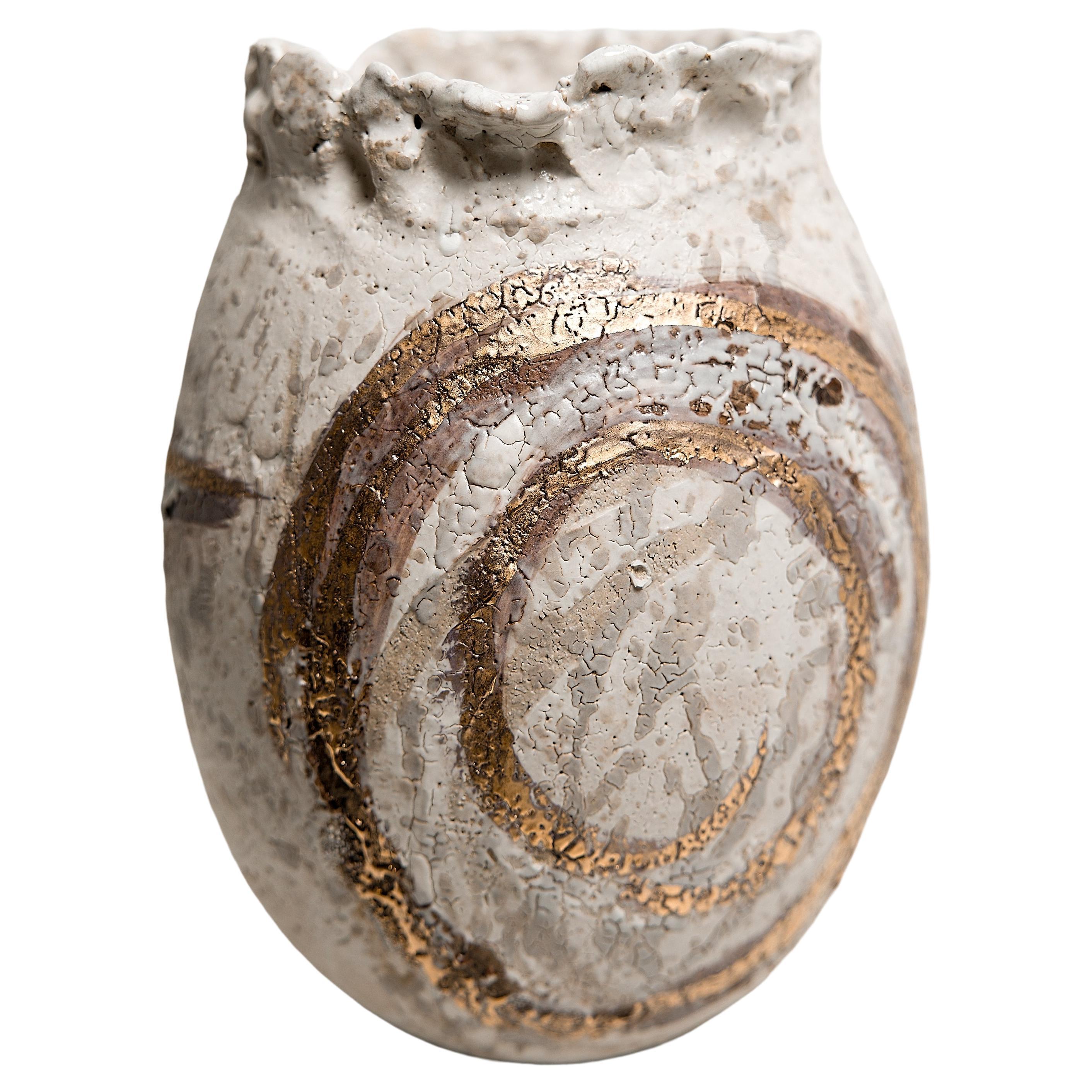 Winter Snow Texture Vessel Vase For Sale at 1stDibs