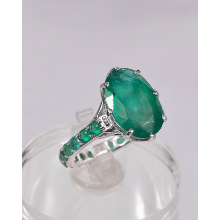 Customizable Oval Emerald Statement Ring, Natural Emerald Engagement ...
