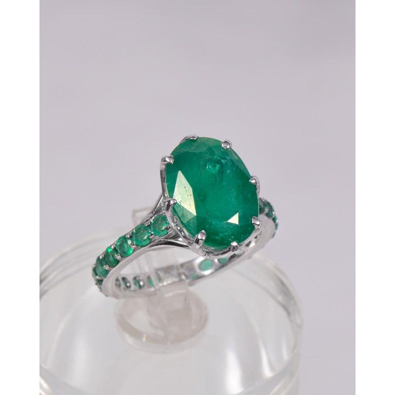 Customizable Oval Emerald Statement Ring, Natural Emerald Engagement ...