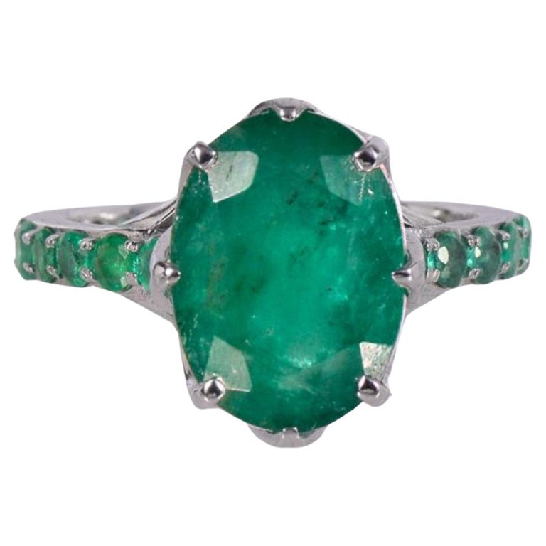 Customizable Oval Emerald Statement Ring, Natural Emerald Engagement ...