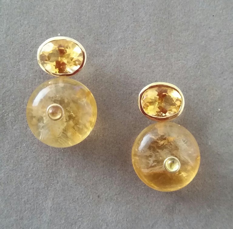Oval Faceted Citrine Yellow Sapphire 14k Gold Wheel Shape Citrine Stud ...