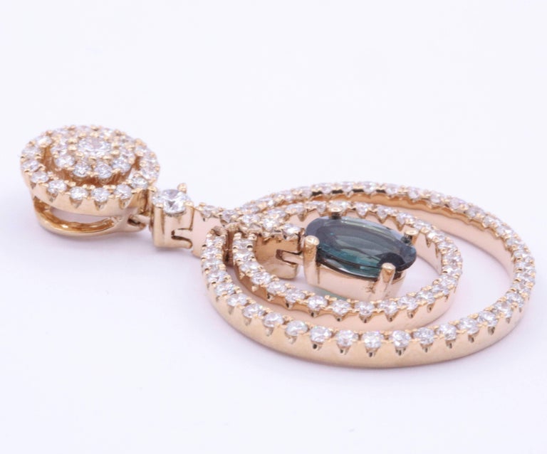 Oval GIA Natural Alexandrite Diamond Cluster Rose Gold Pendant 0.75 ...