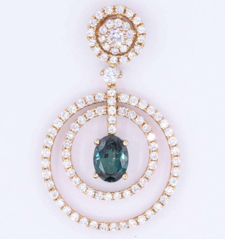 Oval GIA Natural Alexandrite Diamond Cluster Rose Gold Pendant 0.75 ...