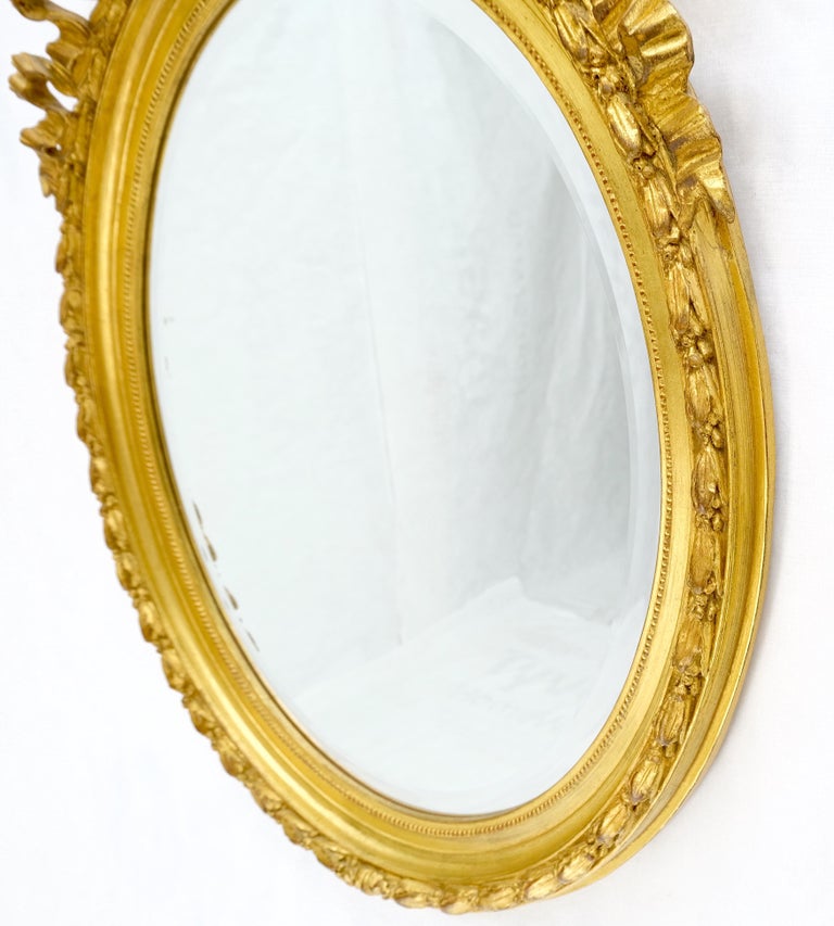 Oval Gilt Ribbon Spikelet of Wheat Pattern Carved Wood Wall Mirror MINT ...