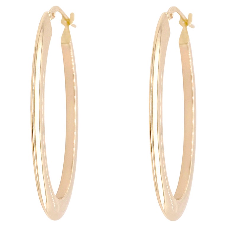 Oval Hoop Earrings, Oval Hoop Lightweight in 14k Yel Gold For Sale at ...