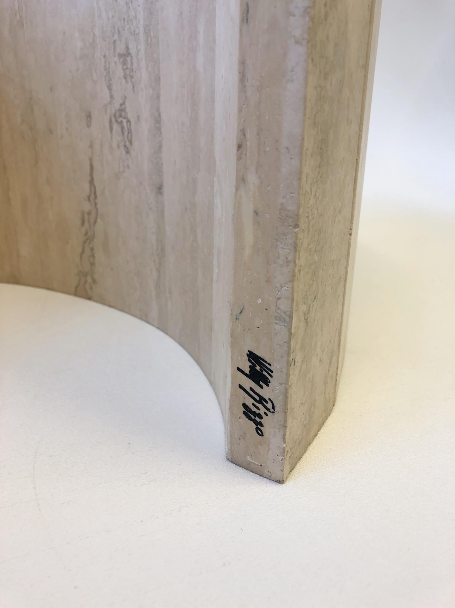 Oval Italian Travertine Cocktail Table by Willy Rizzo at 1stDibs