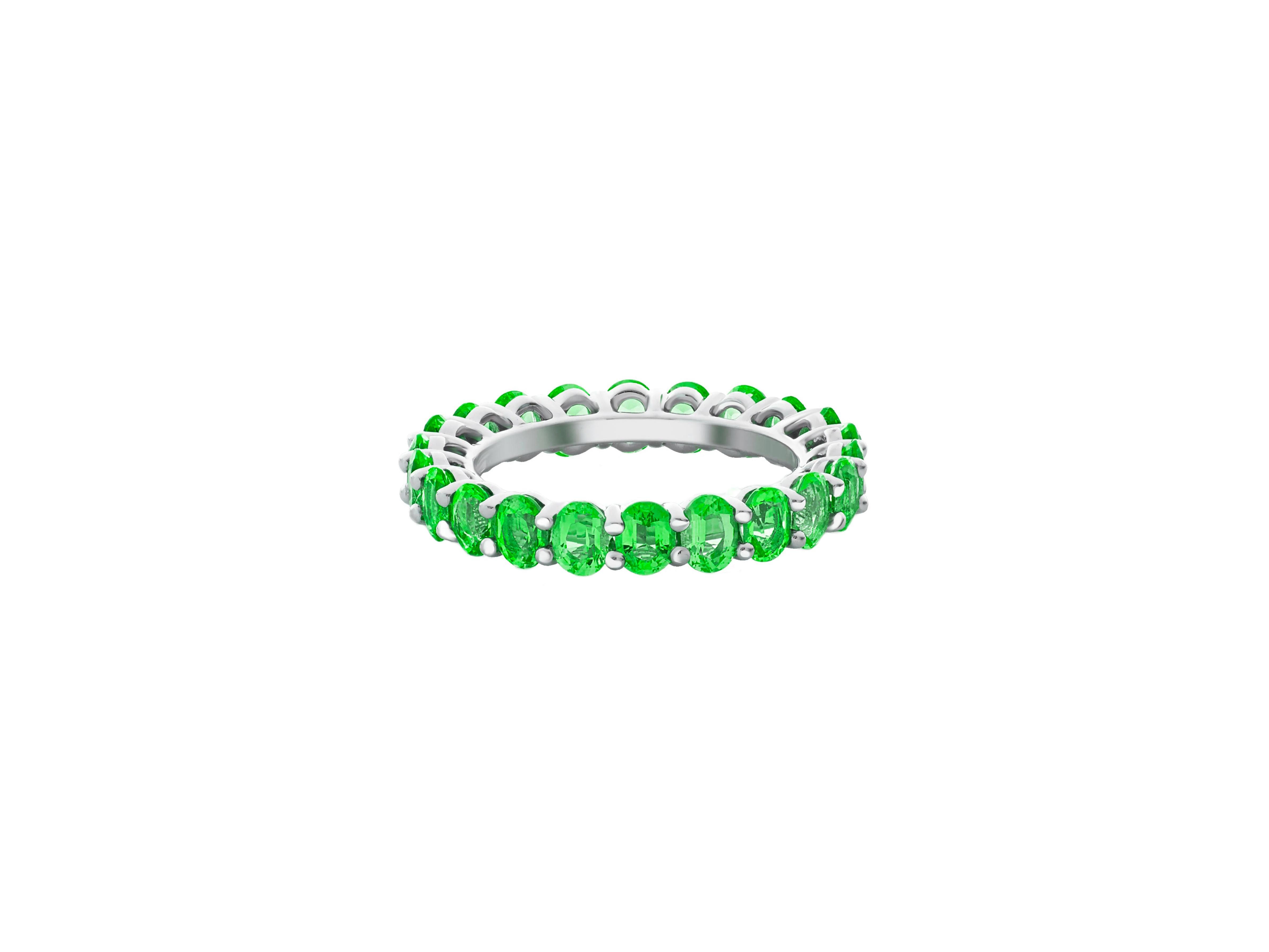 Oval Lab Emerald Full Eternity Wedding Band. For Sale at 1stDibs