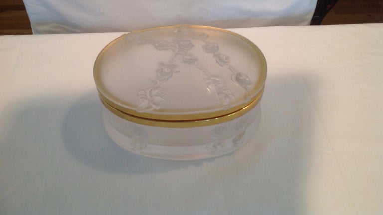 Oval Lalique Hinged Box with Gilt Metal Mounts at 1stDibs