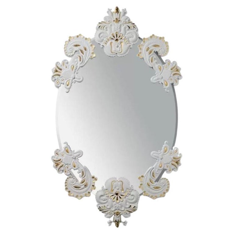 Oval Limited Edition Wall Unframed Mirror with White Porcelain and ...