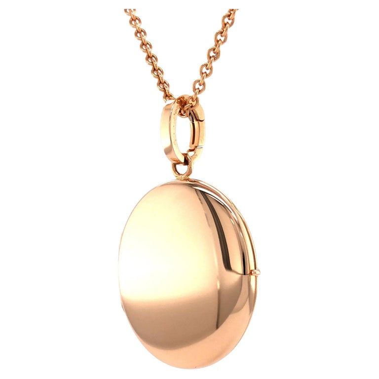 Oval Locket Pendant - 18k Rose Gold - 28mm x 23mm For Sale at 1stDibs
