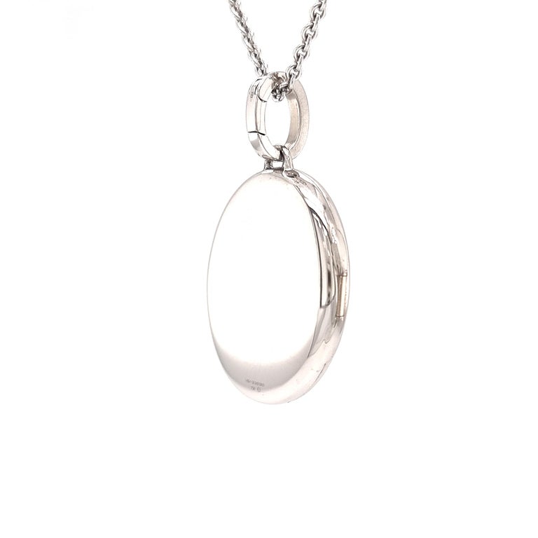Oval Locket Pendant Solid 18k White Gold 4 Diamonds 0.04ct H VS For ...