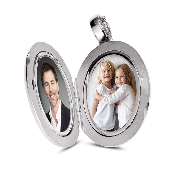 Oval Locket Pendant White Gold Blue Guilloche Enamel 64 Diamonds 1 Oval ...