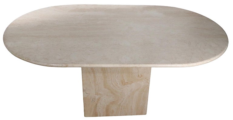 Oval Marble Dining Table with Marble Base Made in Italy by Stone ...
