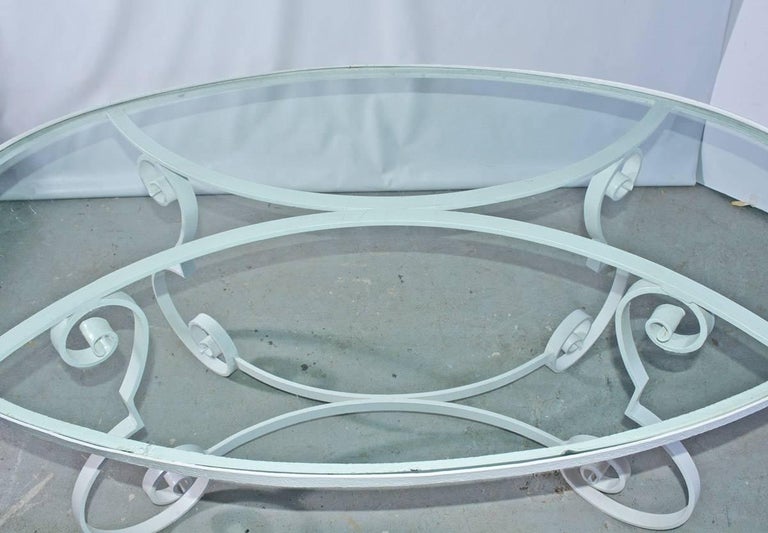 Oval Metal and Glass Midcentury Patio/Porch Garden Dining Table For ...