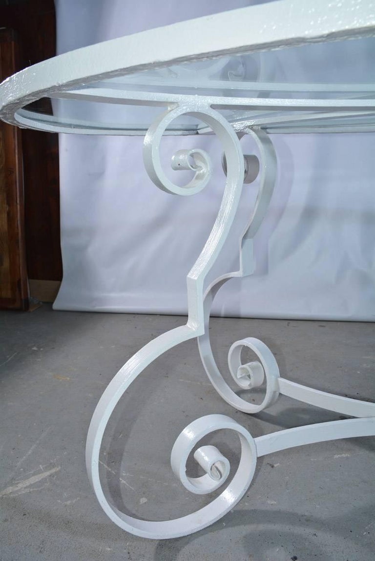 Oval Metal and Glass Midcentury Patio/Porch Garden Dining Table For ...