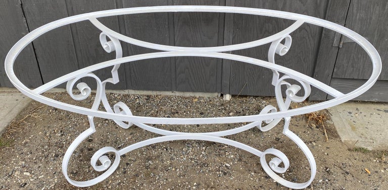 Oval Metal and Glass Midcentury Patio/Porch Garden Dining Table For ...