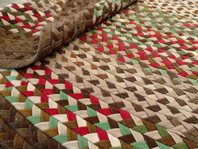Oval Mid-20th Century Handmade American Braided Room Size Carpet For ...