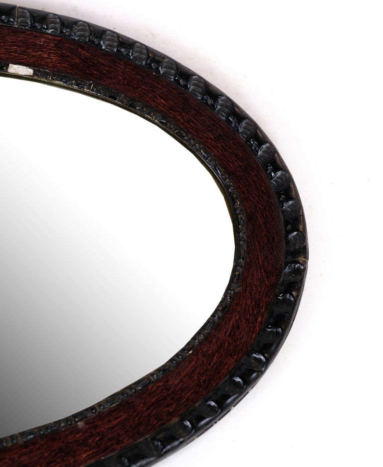 Oval Mirror, Dark Wood, 1920 For Sale at 1stDibs