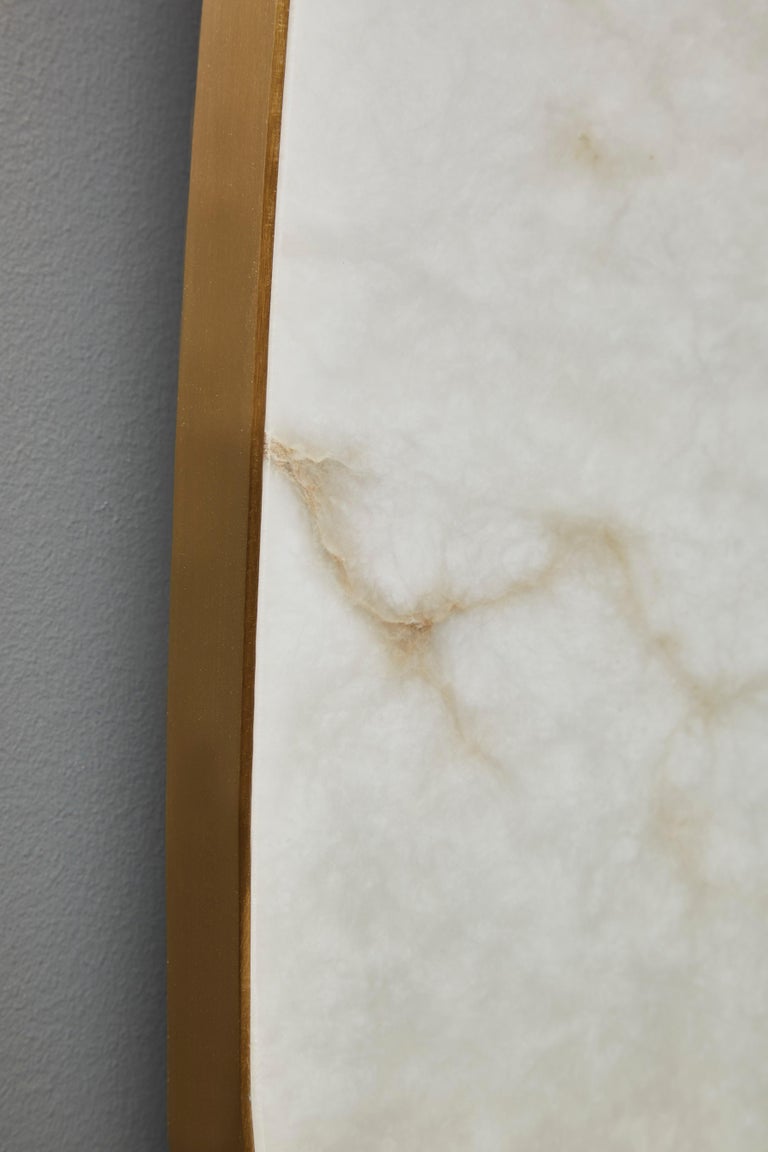Oval Mirror in Alabaster by Studio Glustin For Sale at 1stDibs